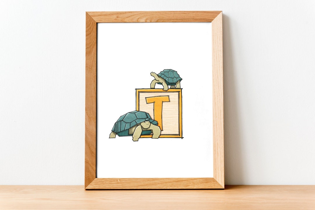 Turtle Kids Room Decor: Letter T Wood Block Art (digital Download) - Etsy