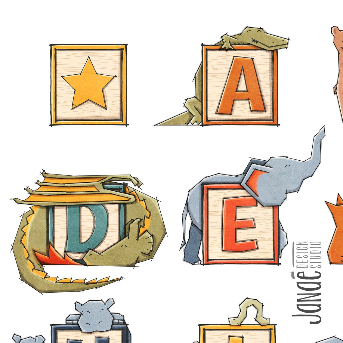 Animal Alphabet Blocks: A Playful and Educational Digital Download ...