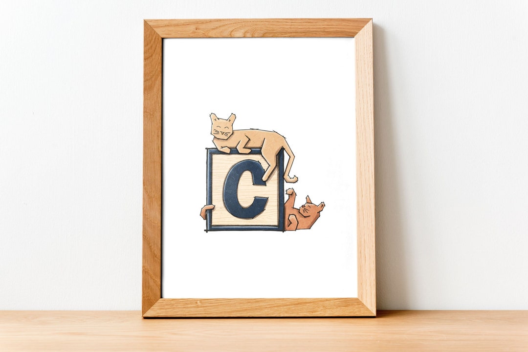 C is for Cats - Digital Download Artwork of a Wood Block With the ...