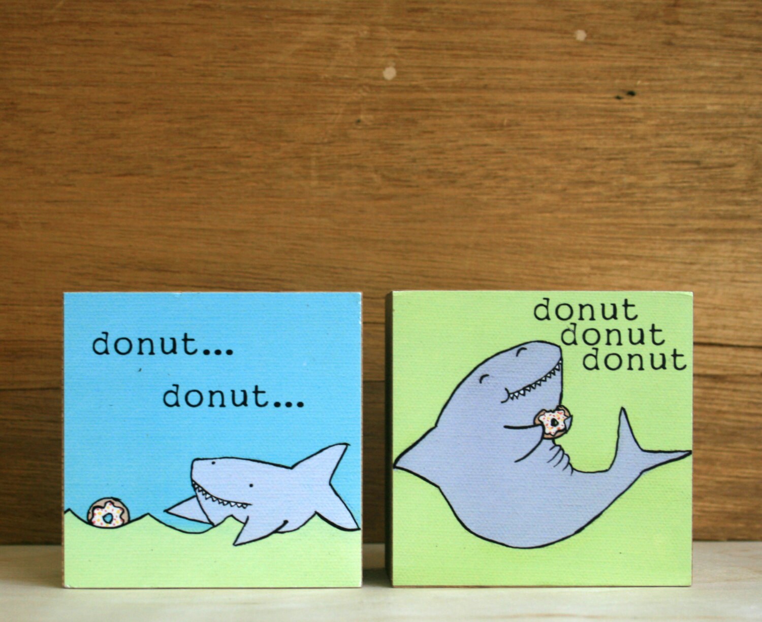 ART BLOCK: donut Shark 2 Shark Gets Donut - Etsy