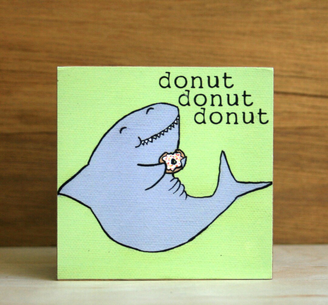 ART BLOCK: donut Shark 2 Shark Gets Donut - Etsy