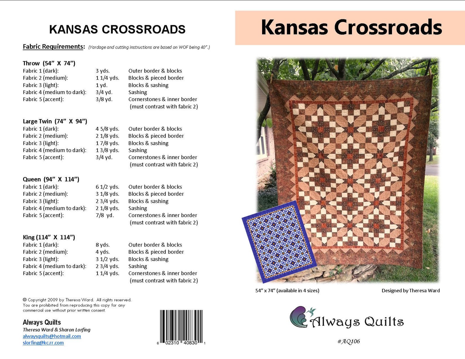 KANSAS CROSSROADS, Pdf Quilt Pattern, Throw, Twin, Queen & King Sizes - Etsy