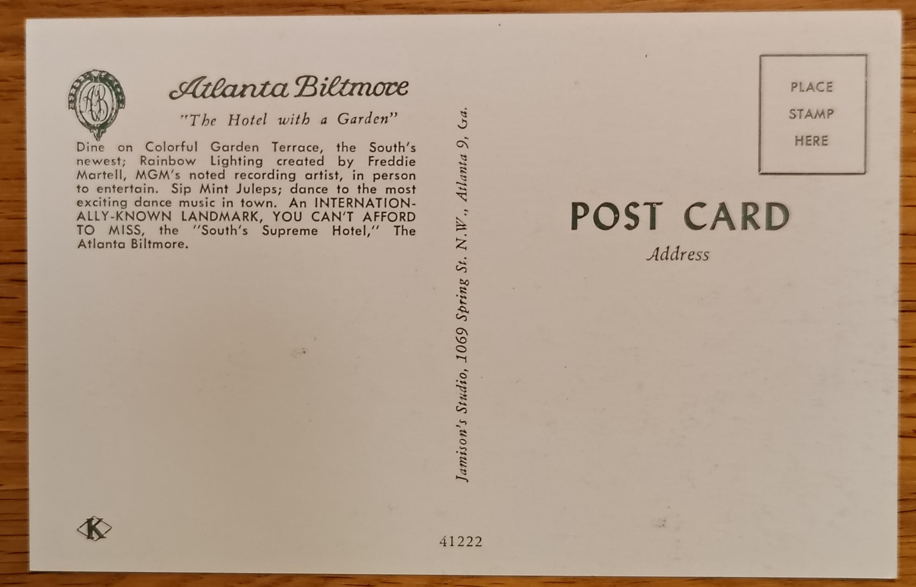 Atlanta, Georgia, Vintage Postcard, Atlanta Biltmore, the Hotel With a ...