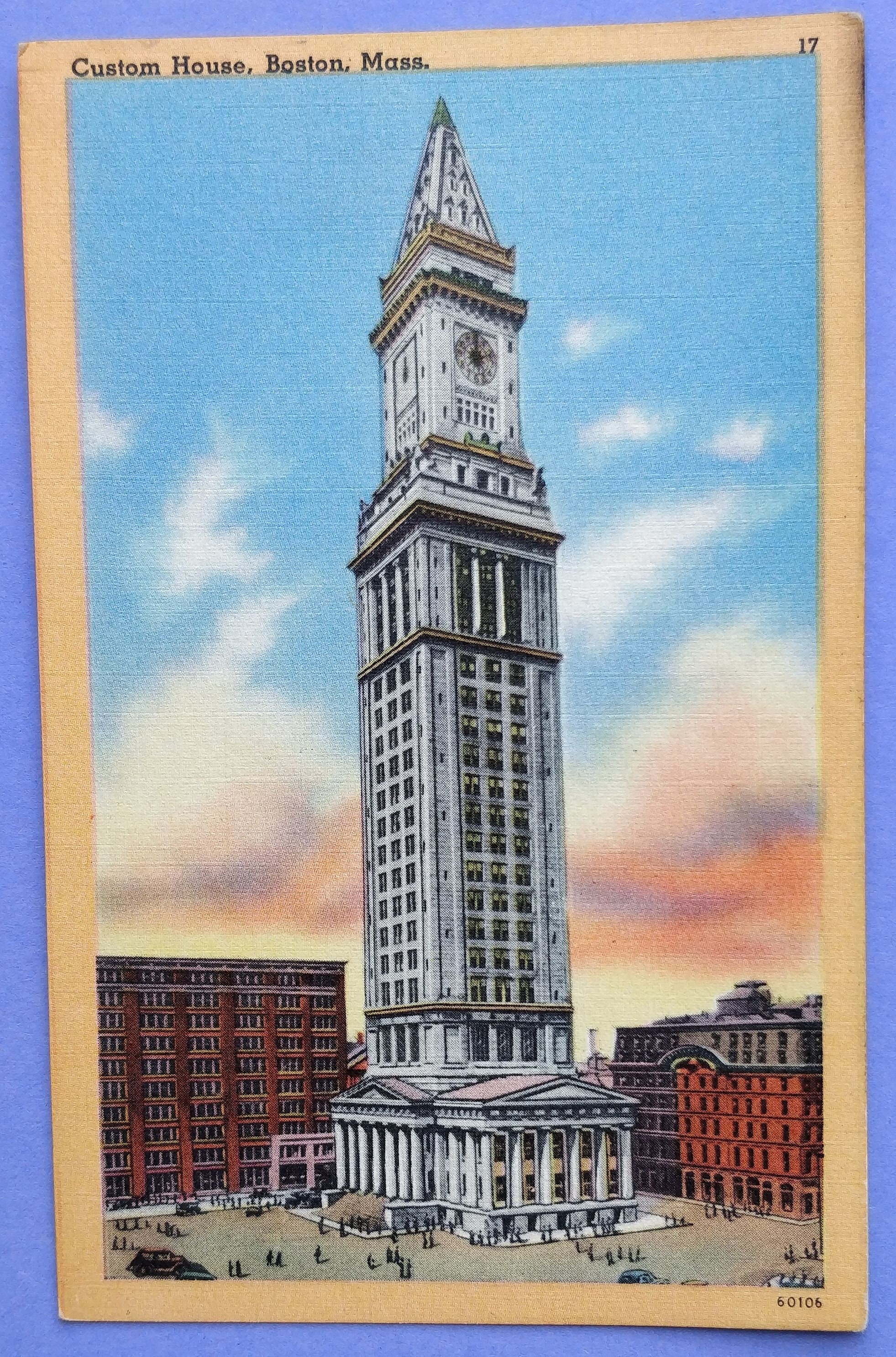 Boston, Massachsetts, Vintage Linen Postcard, Custom House, Street ...