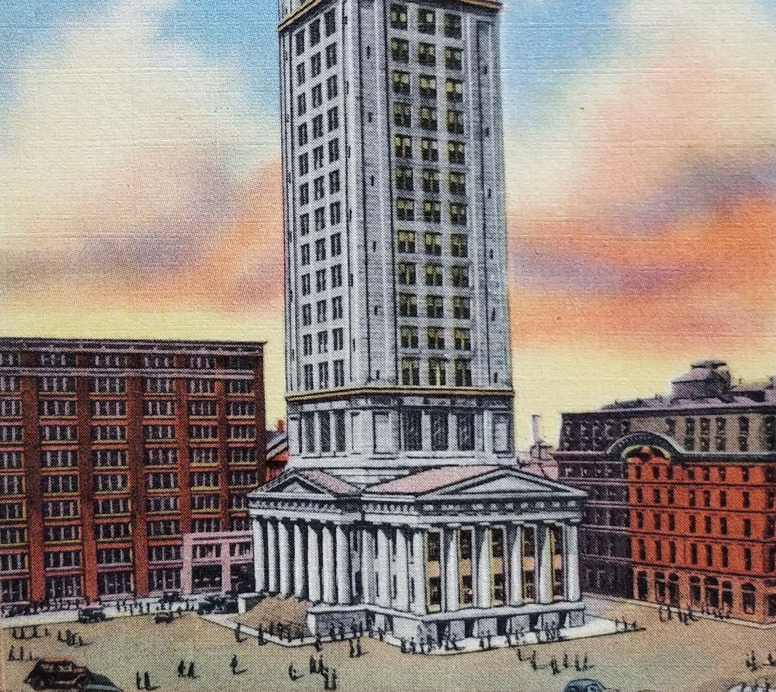 Boston, Massachsetts, Vintage Linen Postcard, Custom House, Street ...
