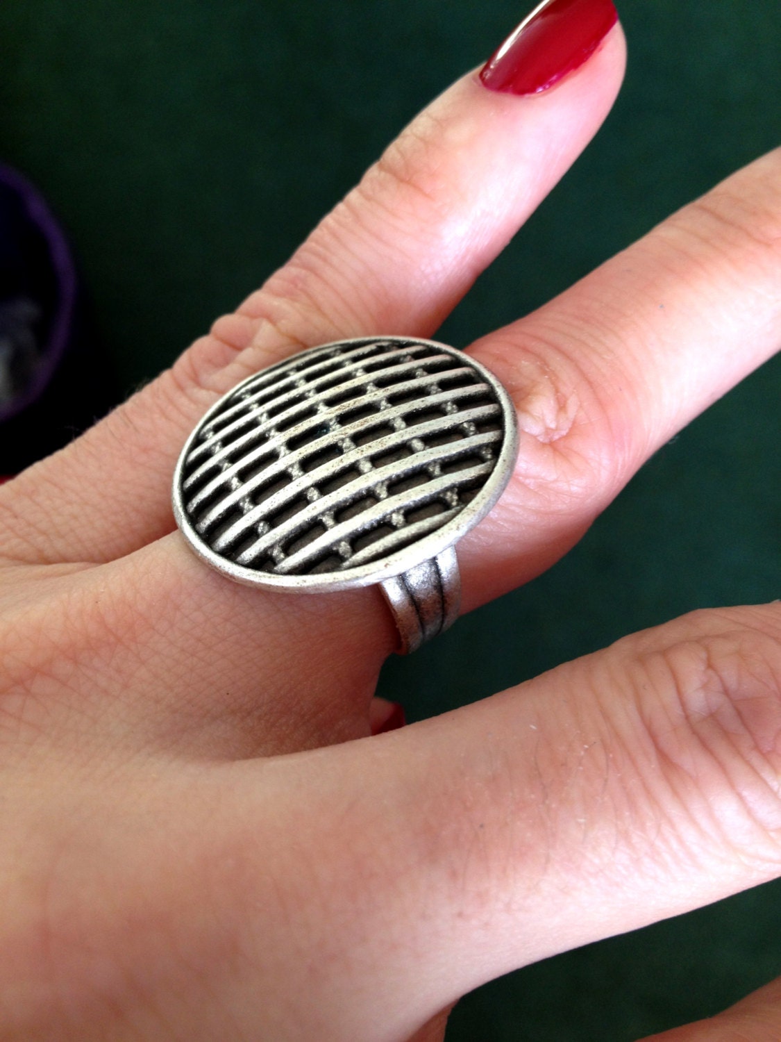 Cage Effect Silver Plated Adjustable Statement Ring - Etsy