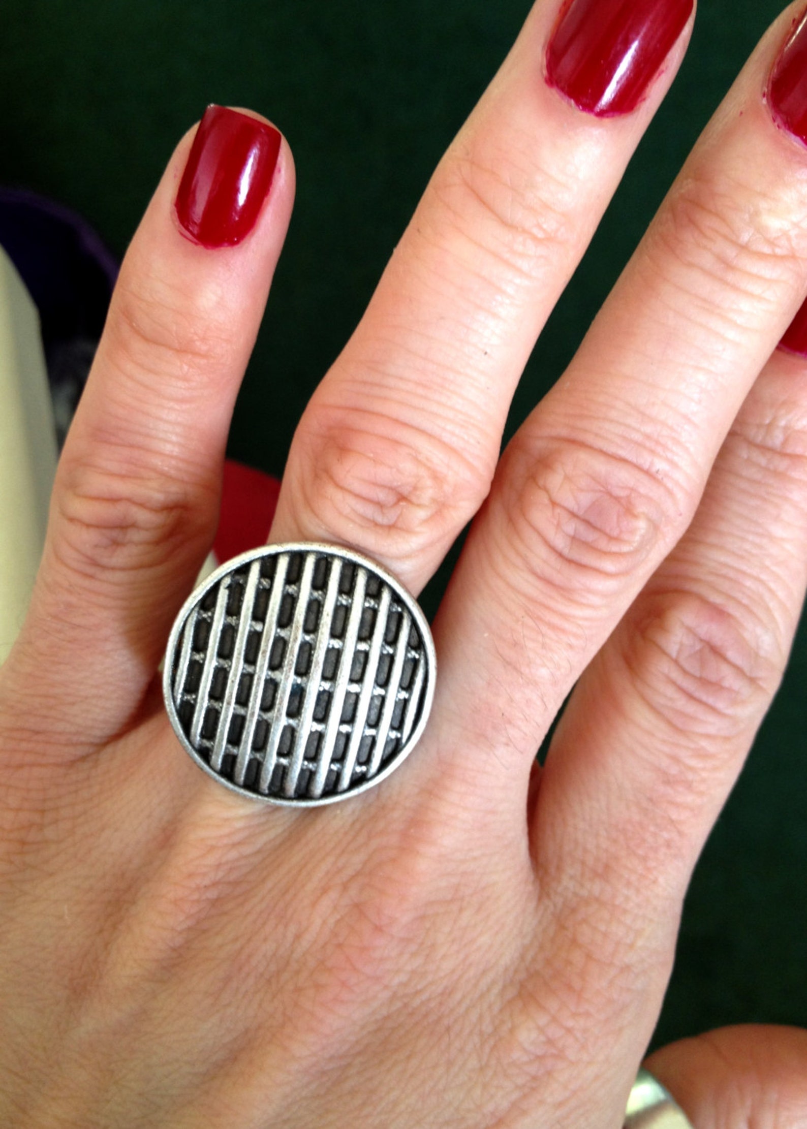 Cage Effect Silver Plated Adjustable Statement Ring - Etsy