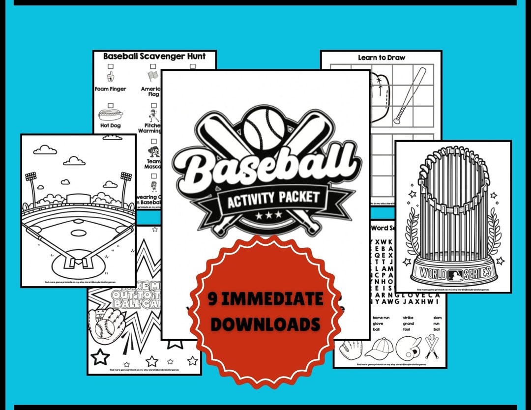 Baseball Game Printable Activity Sheets for Kids - Etsy Australia