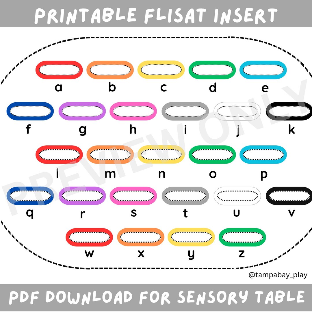 Alphabet Sorting Printable- Trofast Lid Bin Insert Flisat Table Sensory ...