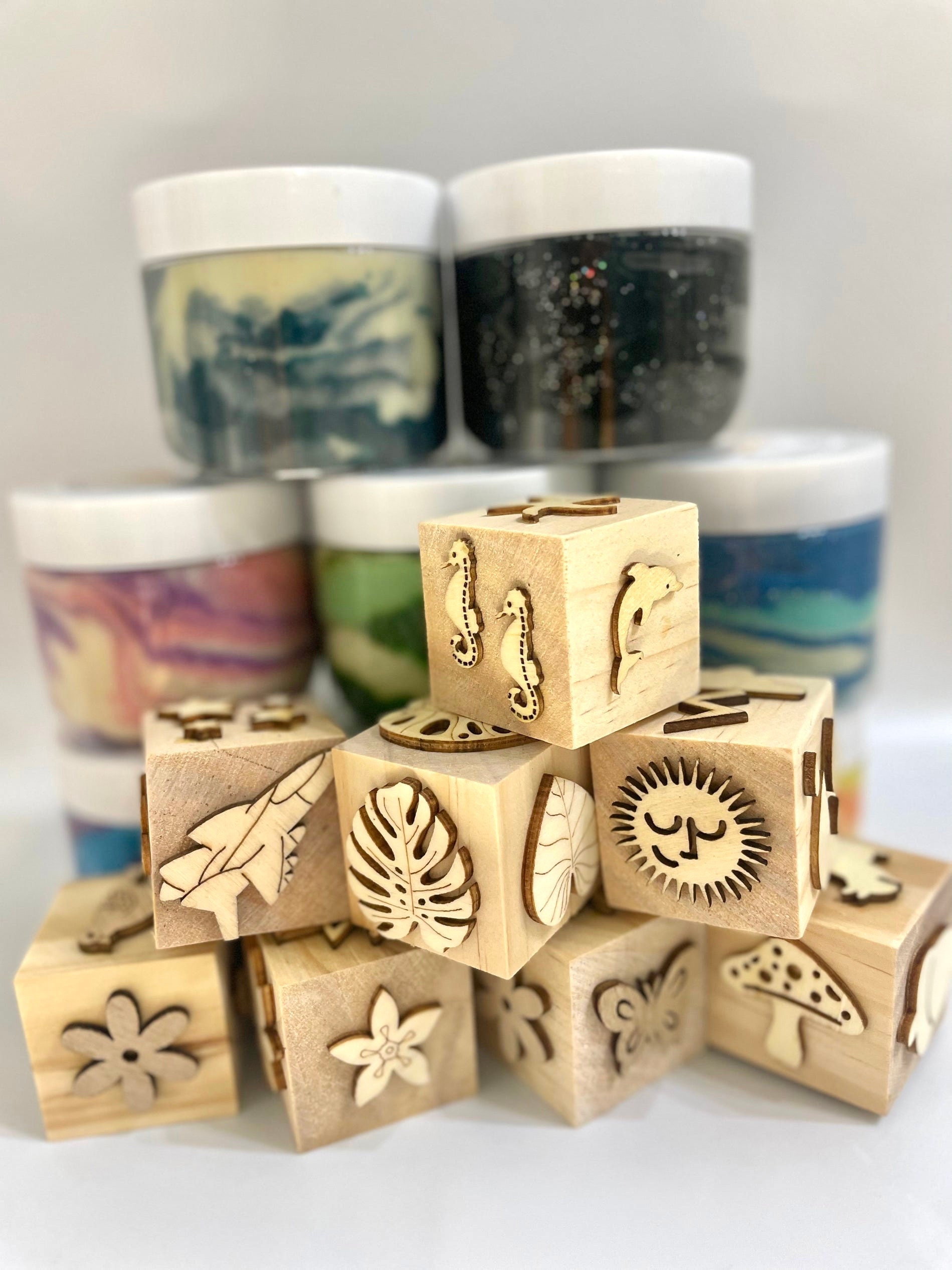 Wooden Block Stamp- Play Dough Natural Eco-friendly Tools Ocean ...