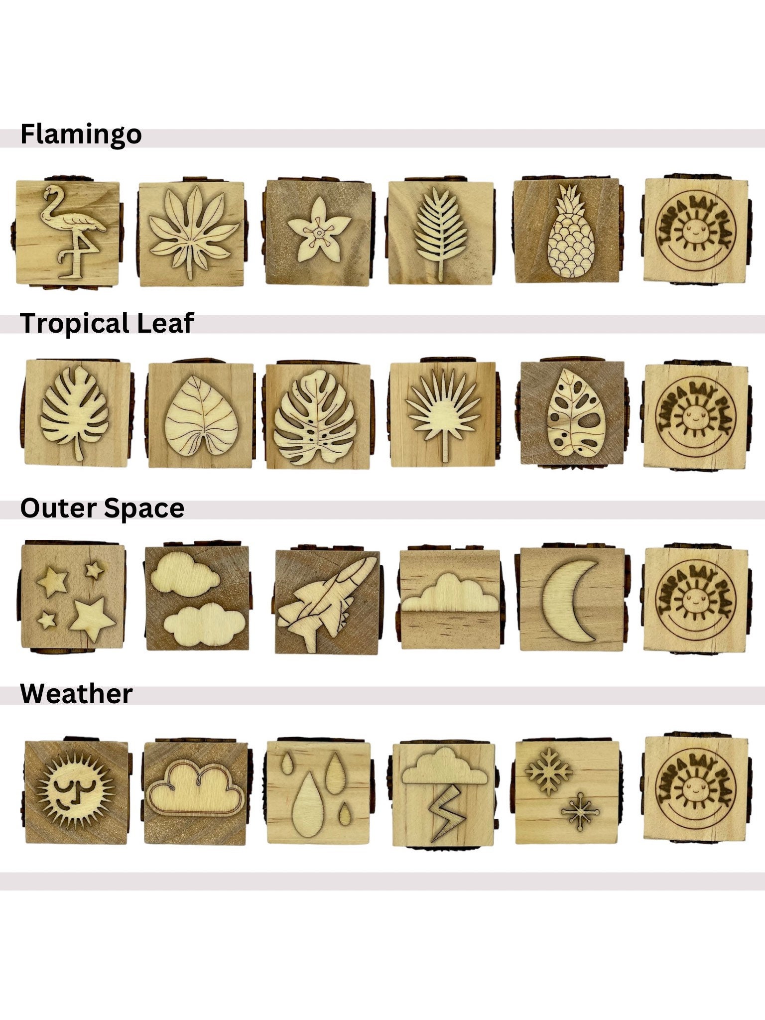 Wooden Block Stamp- Play Dough Natural Eco-friendly Tools Ocean ...