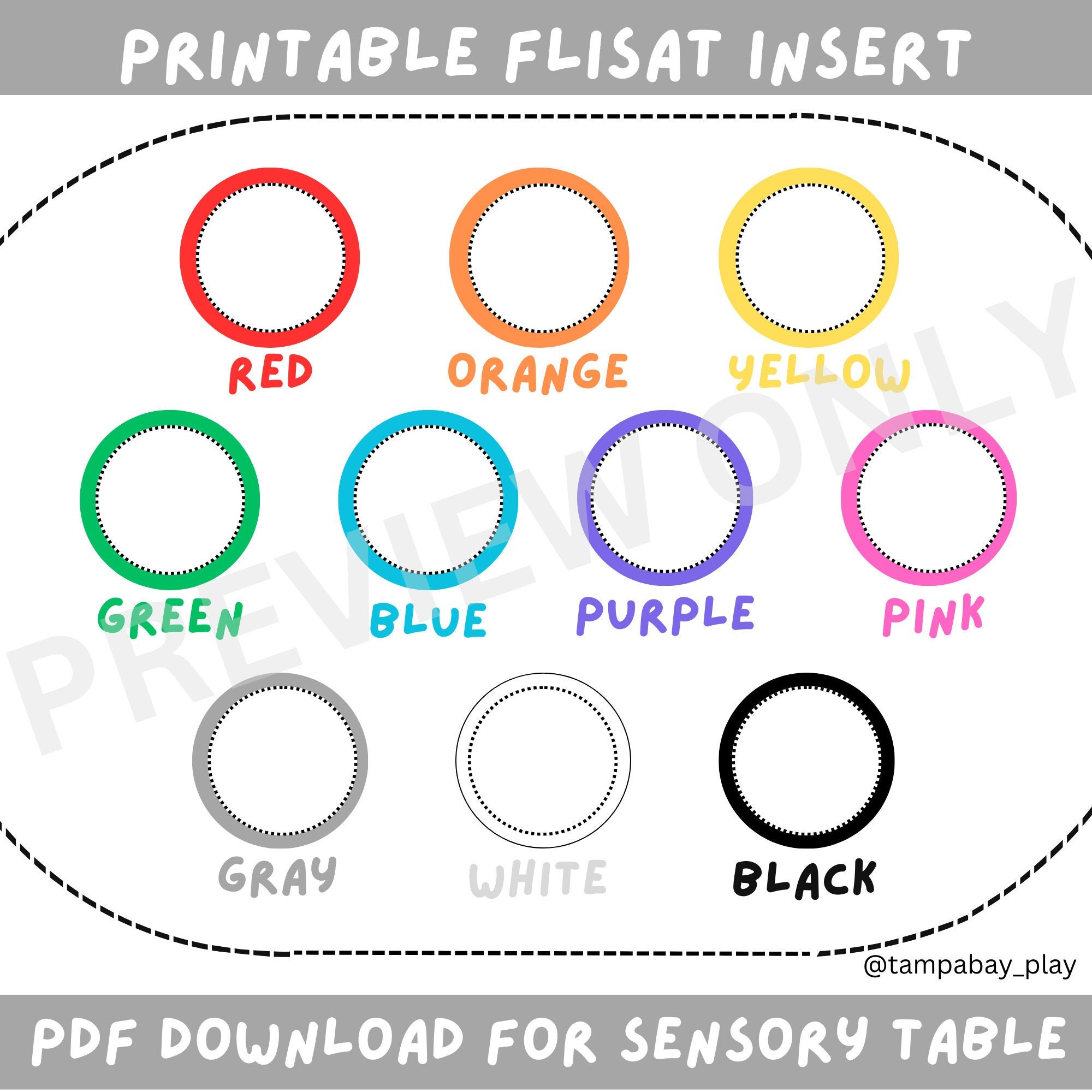 Color Sorting Printable- Trofast Lid Bin Insert Flisat Sensory Play PDF ...