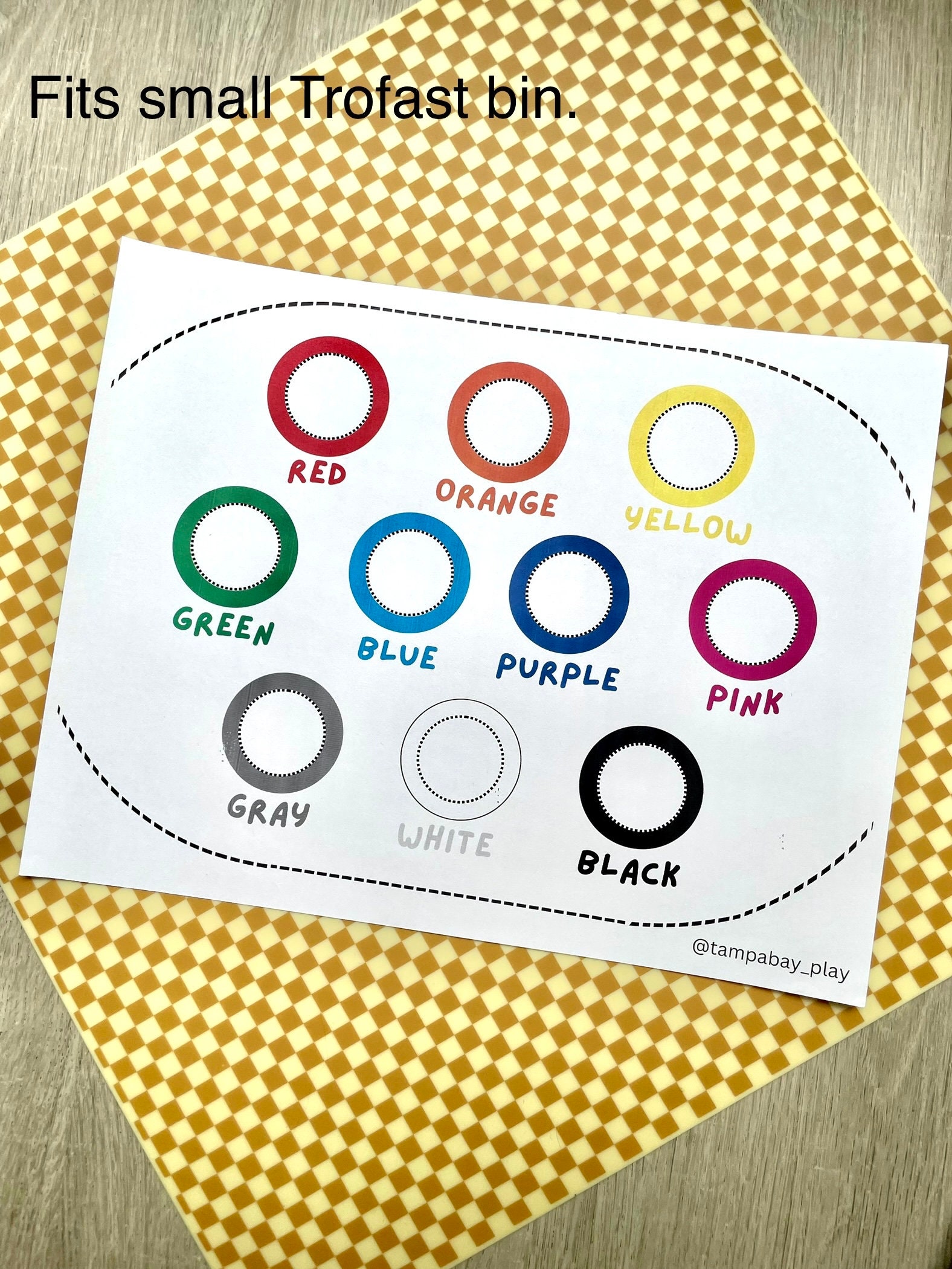 Color Sorting Printable- Trofast Lid Bin Insert Flisat Sensory Play PDF ...