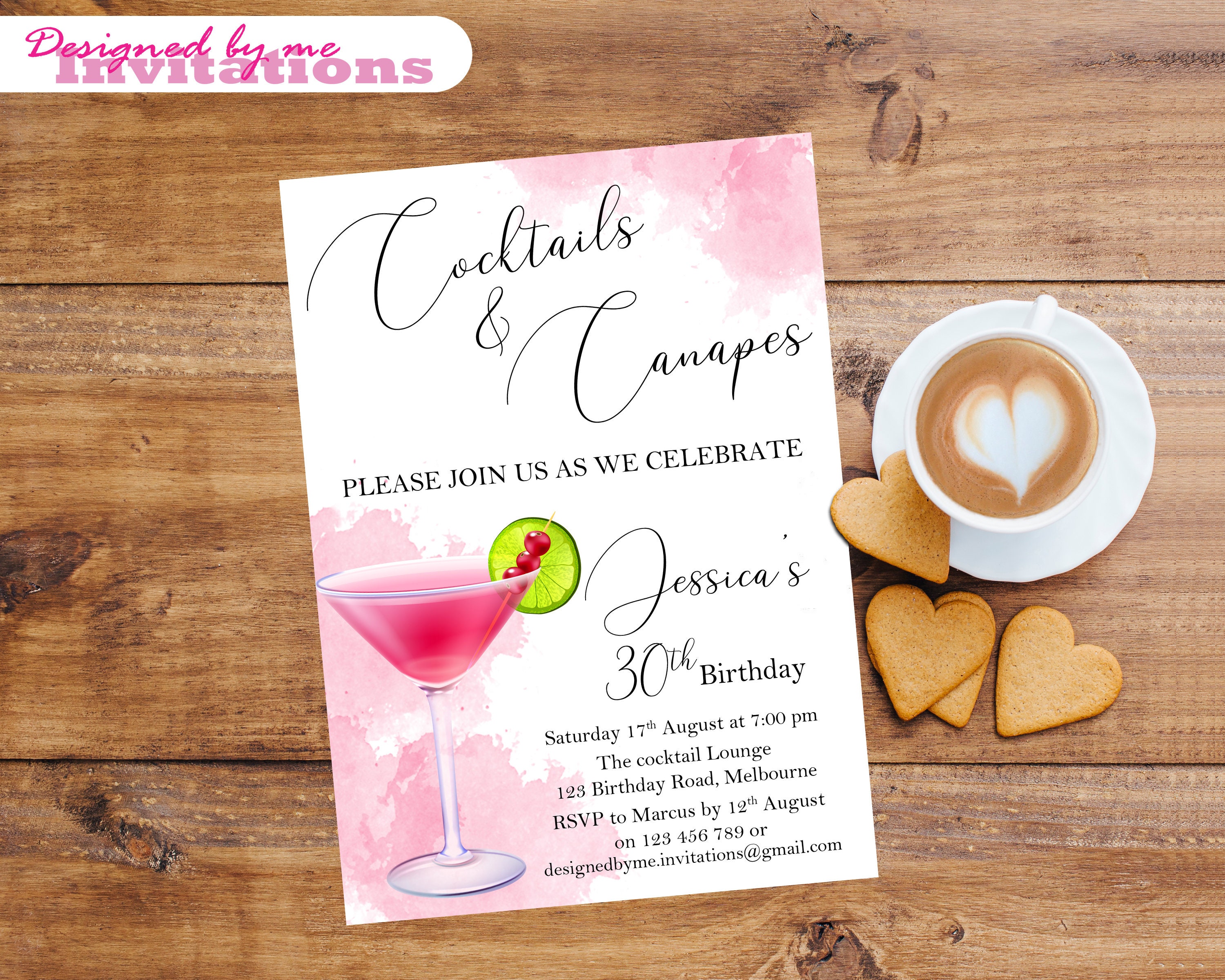 Cocktail and Canapes Party Invitation Cocktail Glass Birthday - Etsy