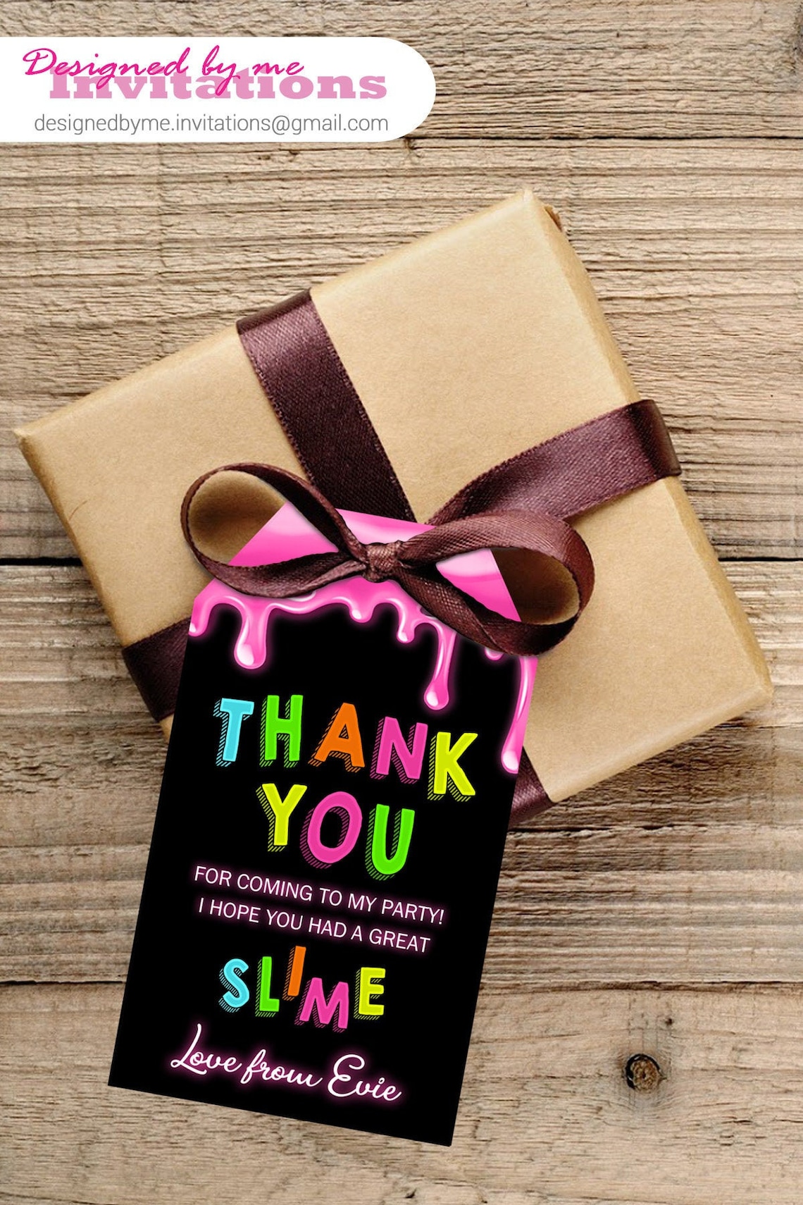 Slime Thank You Gift Tag / Slime Birthday Favour Tags Neon - Etsy
