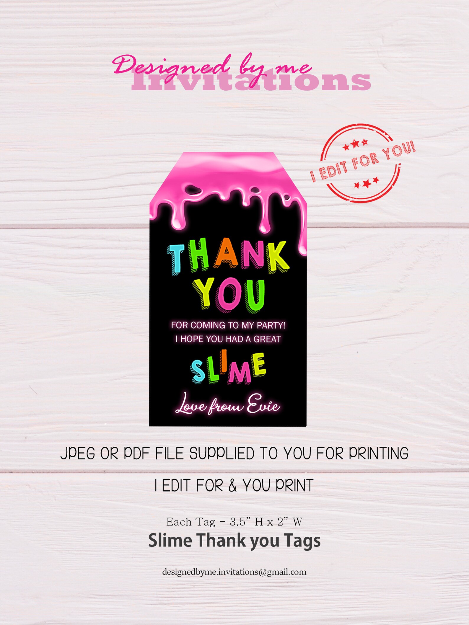 Slime Thank You Gift Tag / Slime Birthday Favour Tags Neon - Etsy