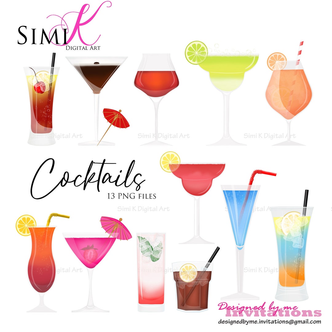 Cocktail Clip Art Set, Cocktail Party Clipart, Clipart Alcohol ...