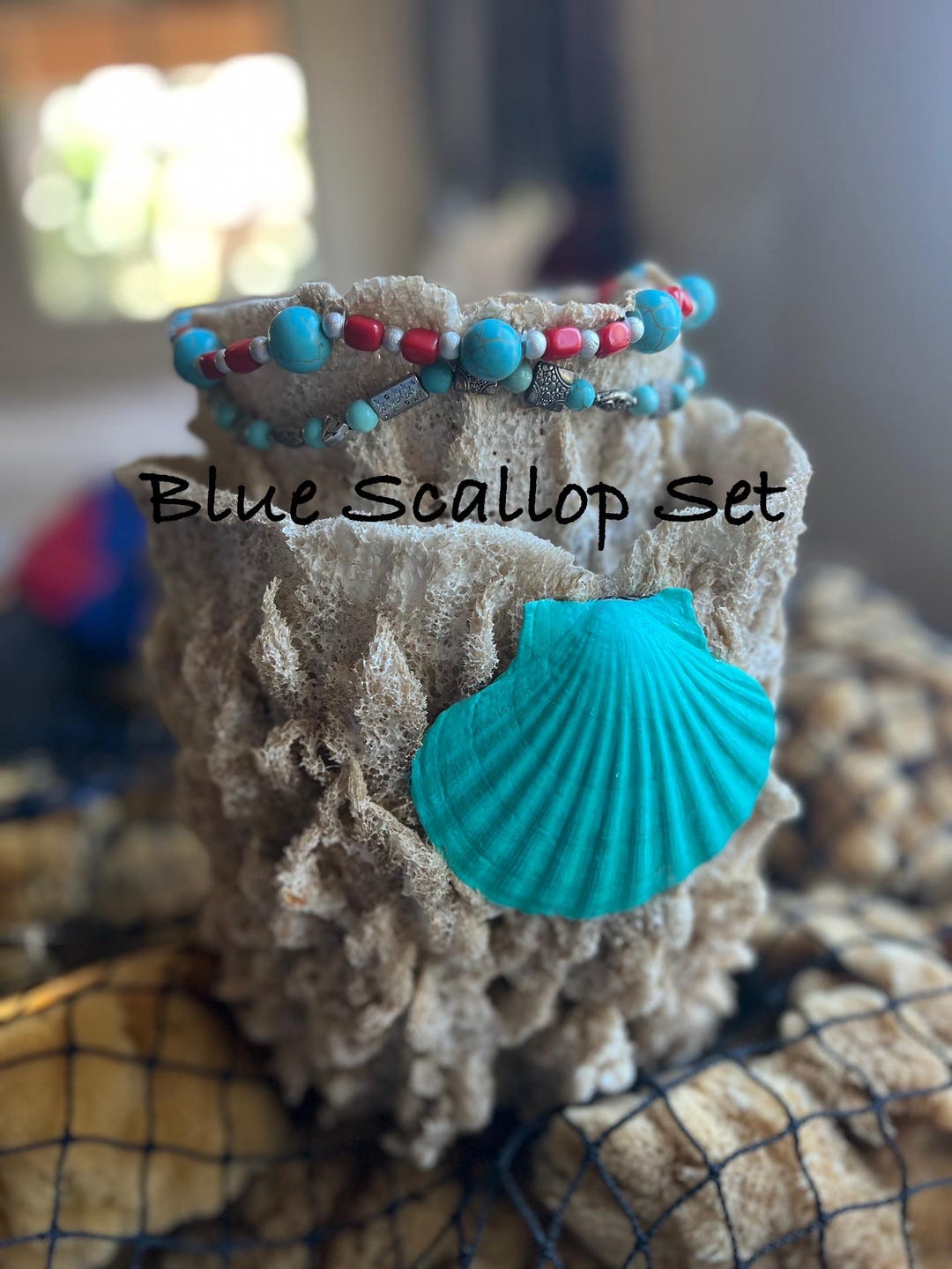 Blue Scallop Double Barrel Stackable Nautical Natural Sea Sponges ...