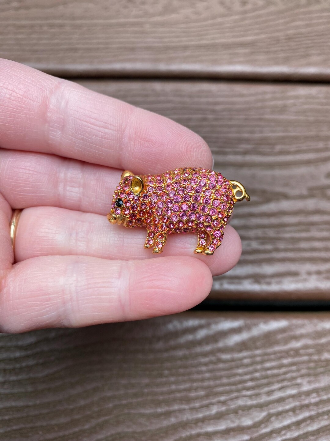 Vintage Jewelry Beautiful Pink Rhinestone Piggy Pig Pin Brooch - Etsy