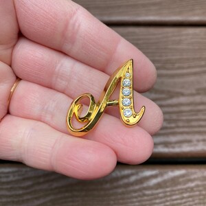 Vintage Jewelry Signed Avon Lovely Gold Tone and Rhinestone Letter ...