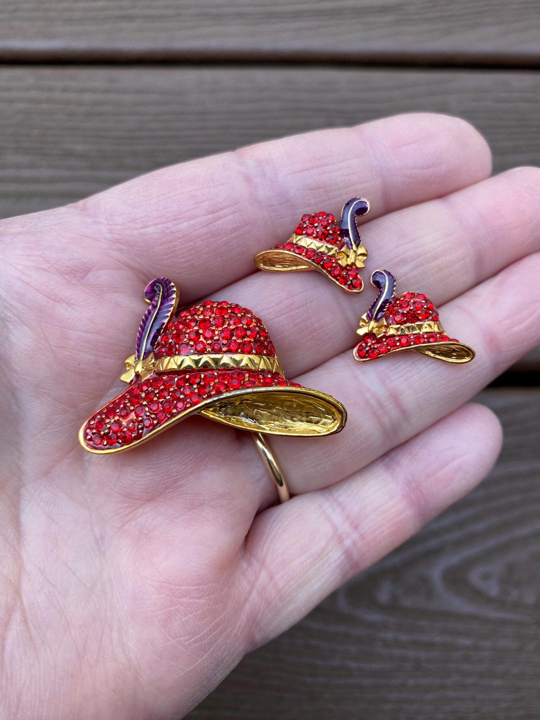 Vintage Jewelry Beautiful Enamel and Rhinestone Red Hat Society Pin ...