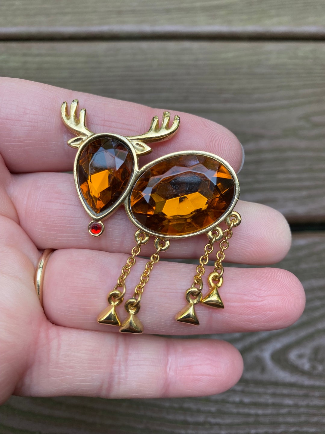 Vintage Jewelry Beautiful Rhinestone Rudolph the Red Nosed Reindeer ...