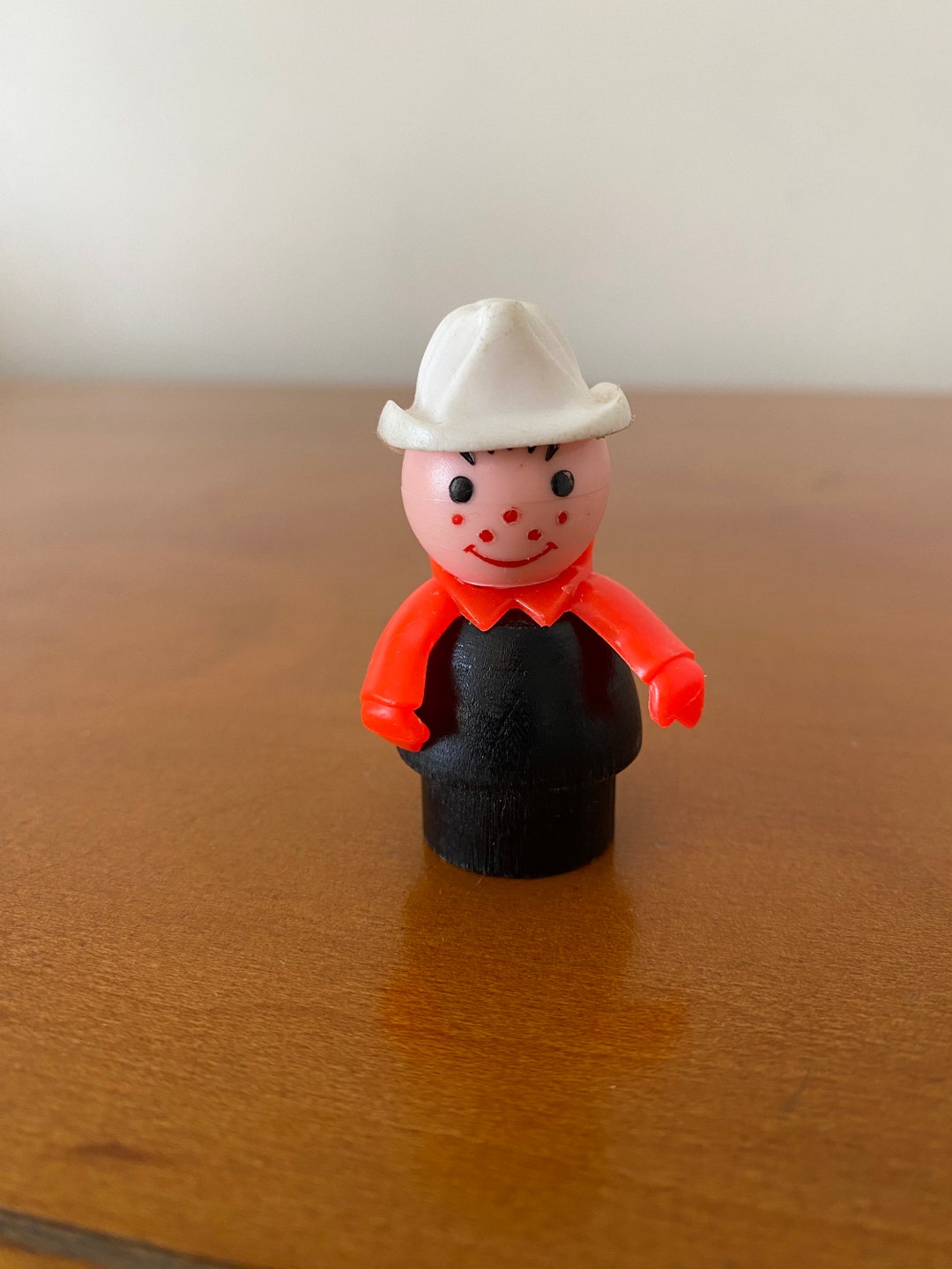 Vintage Fisher-price Little People Wood and Plastic Freckled Fireman ...