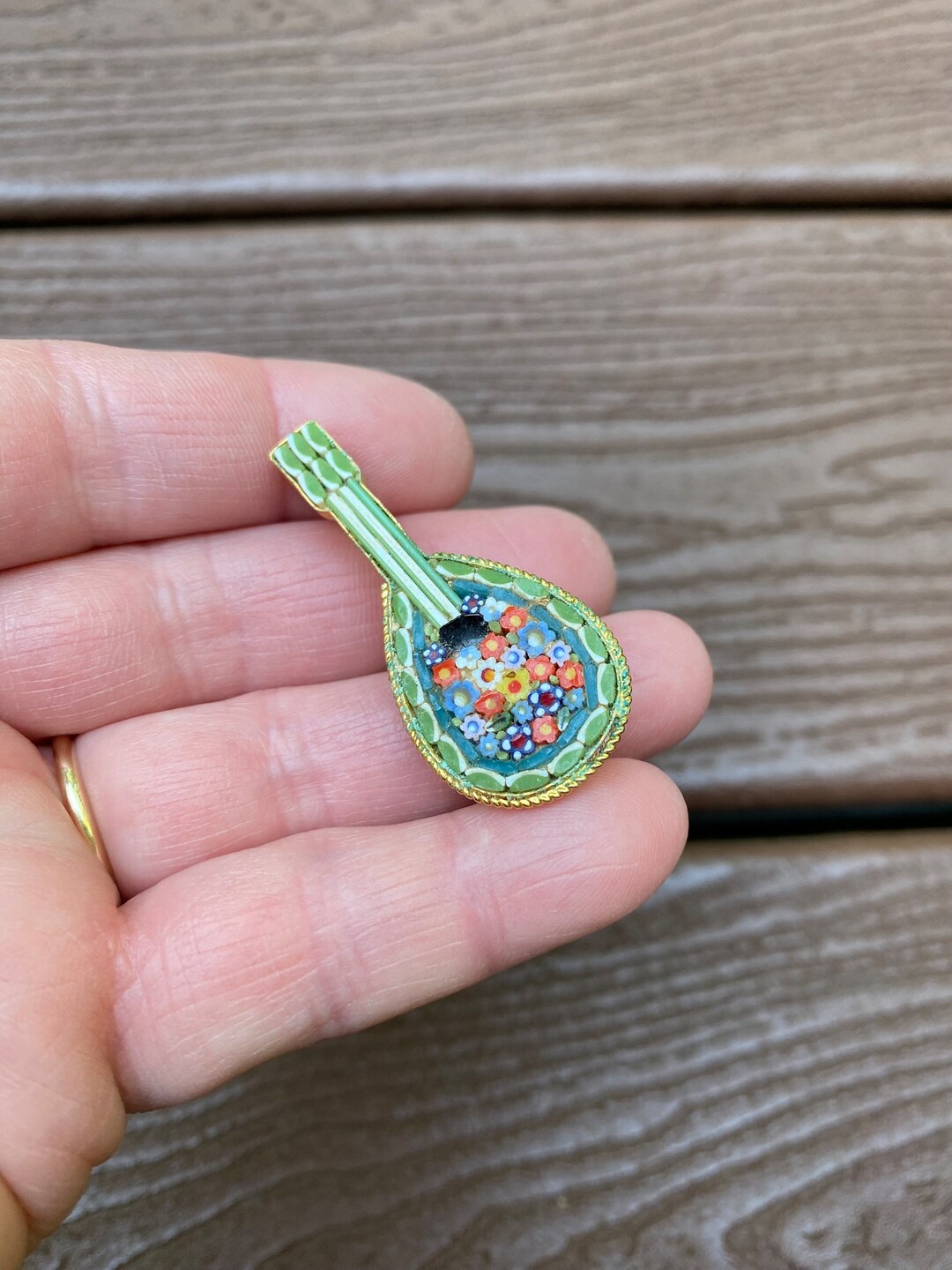 Vintage Jewelry Beautifully Detailed Italian Italy Mosaic Flowers ...