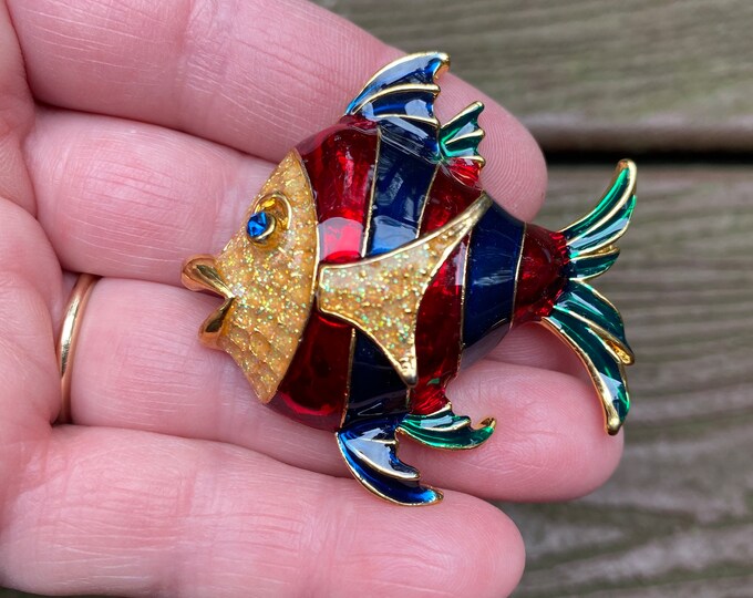 Vintage Jewelry Beautiful Enamel and Rhinestone Tropical Fish Statement ...