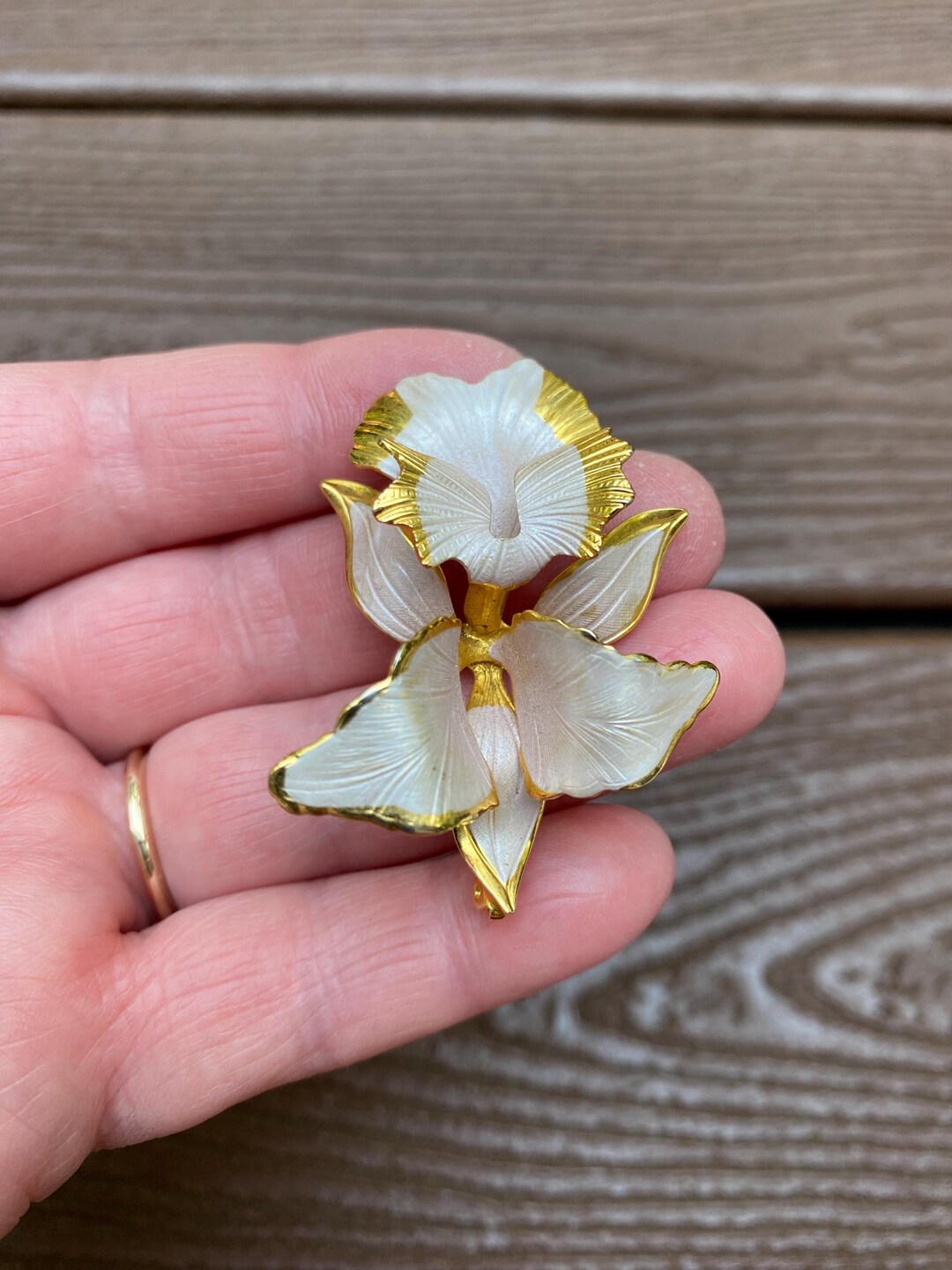 Vintage Jewelry Signed Cerrito Beautiful Iris Flower With Rhinestone ...