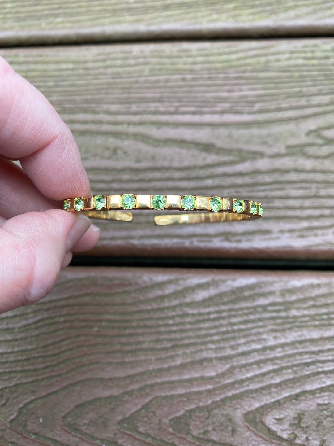 Vintage Jewelry Signed Joan Rivers Stunning Green Rhinestone Flex Cuff ...