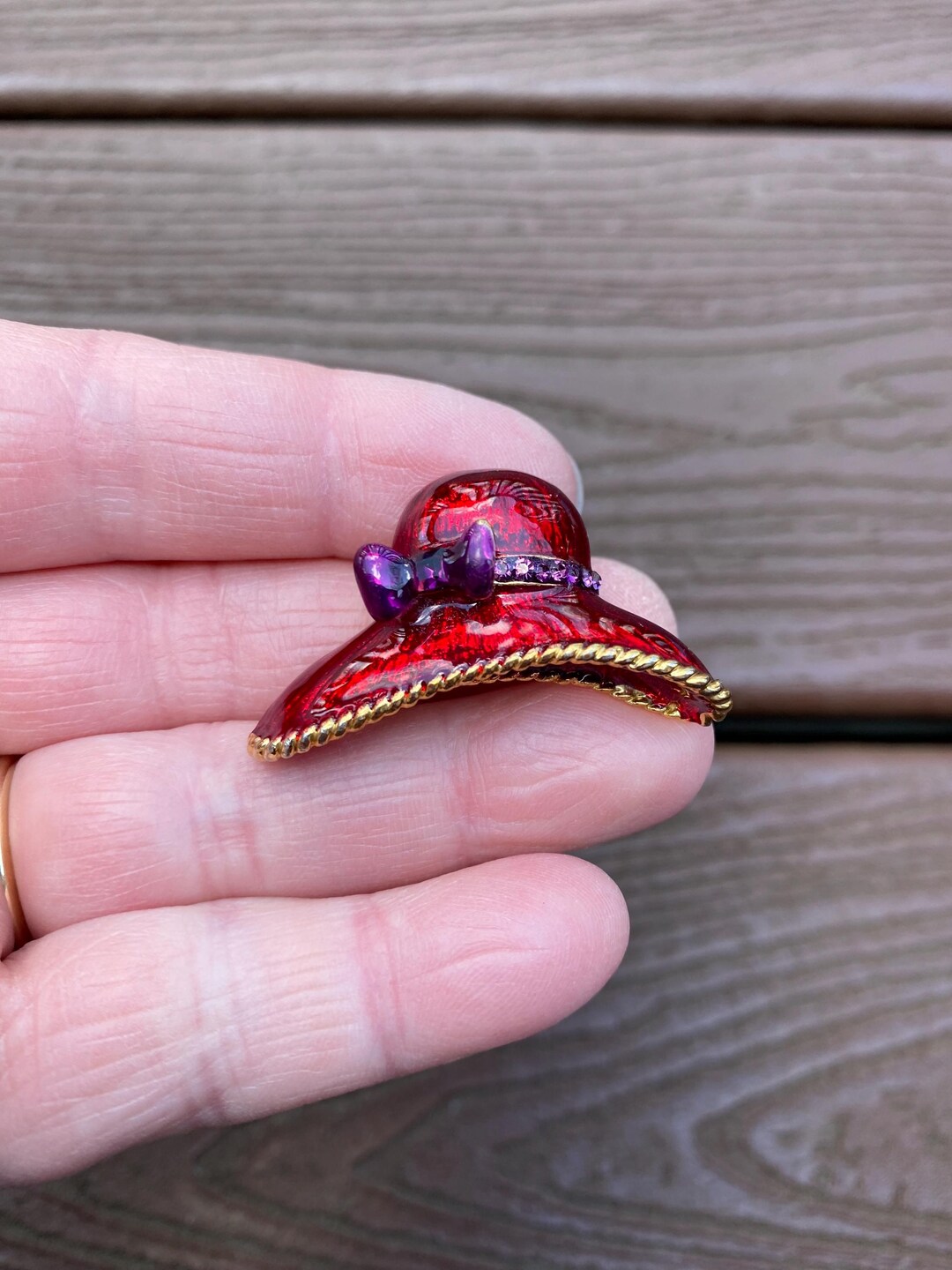 Vintage Jewelry Adorable Enamel and Rhinestone Red Hat Society Pin ...