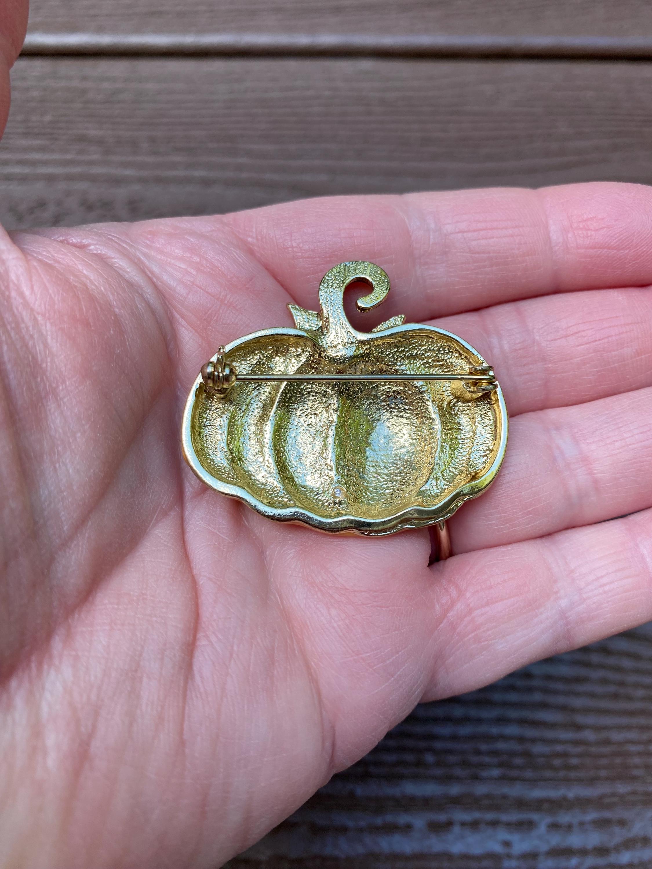 Vintage Jewelry Beautiful Enamel Fall Autumn Pumpkin Pin Brooch - Etsy
