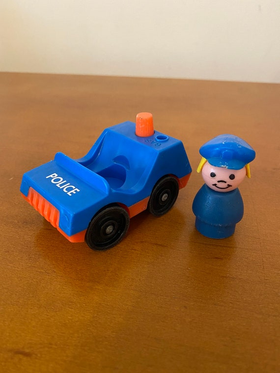 Vintage Fisher-price Little People Police Car With Wood Wooden - Etsy