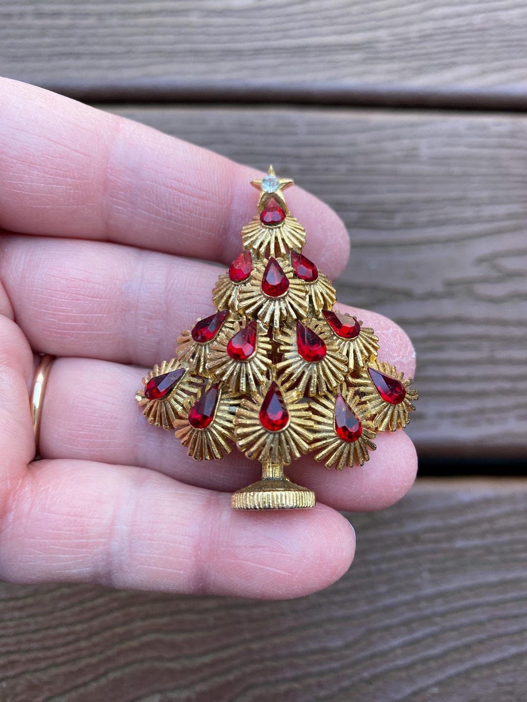Vintage Jewelry Signed Lisner Gorgeous Mid Century Gold Tone and Red ...