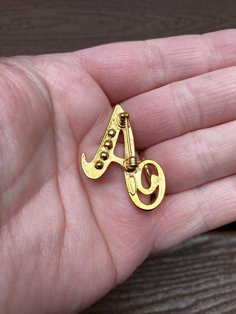 Vintage Jewelry Signed Avon Lovely Gold Tone and Rhinestone Letter ...