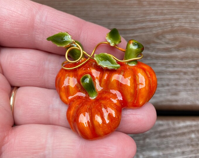 Vintage Jewelry Beautiful Enamel Fall Autumn Pumpkins With Vines ...