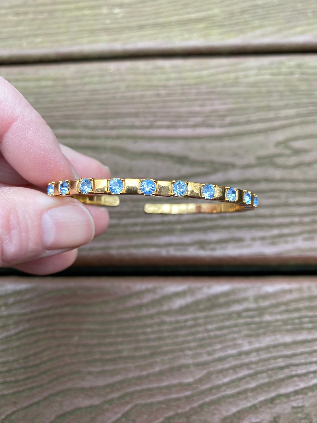 Vintage Jewelry Signed Joan Rivers Stunning Blue Rhinestone Flex Cuff ...