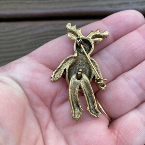 Vintage Jewelry Adorable Gold Tone and Rhinestone Christmas Reindeer ...