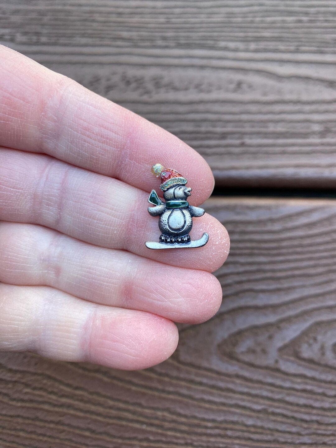 Vintage Jewelry Adorable Enamel and Pewter Snowboarding Penguin Tie ...