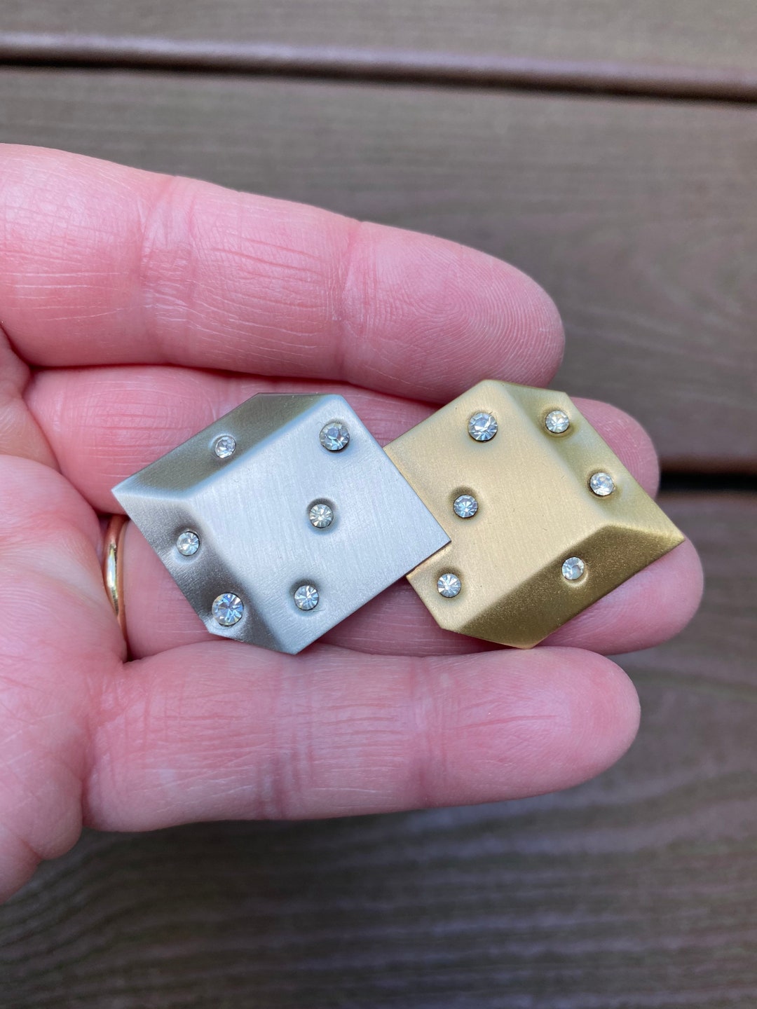 Vintage Jewelry Beautiful Metal and Rhinestone Dice Gambling Casino ...