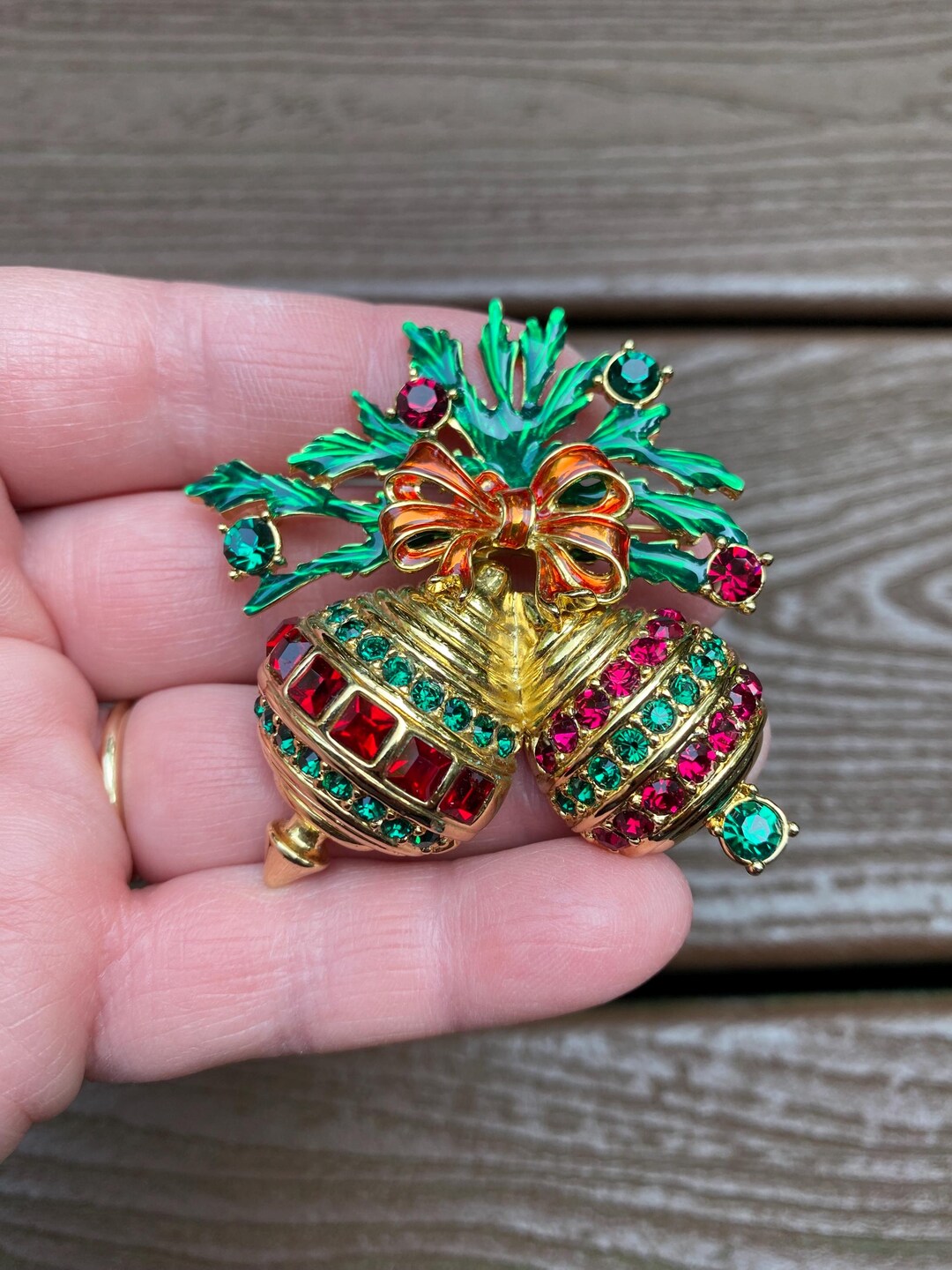 Vintage Jewelry Gorgeous Gold Tone and Rhinestone Christmas Ornaments ...