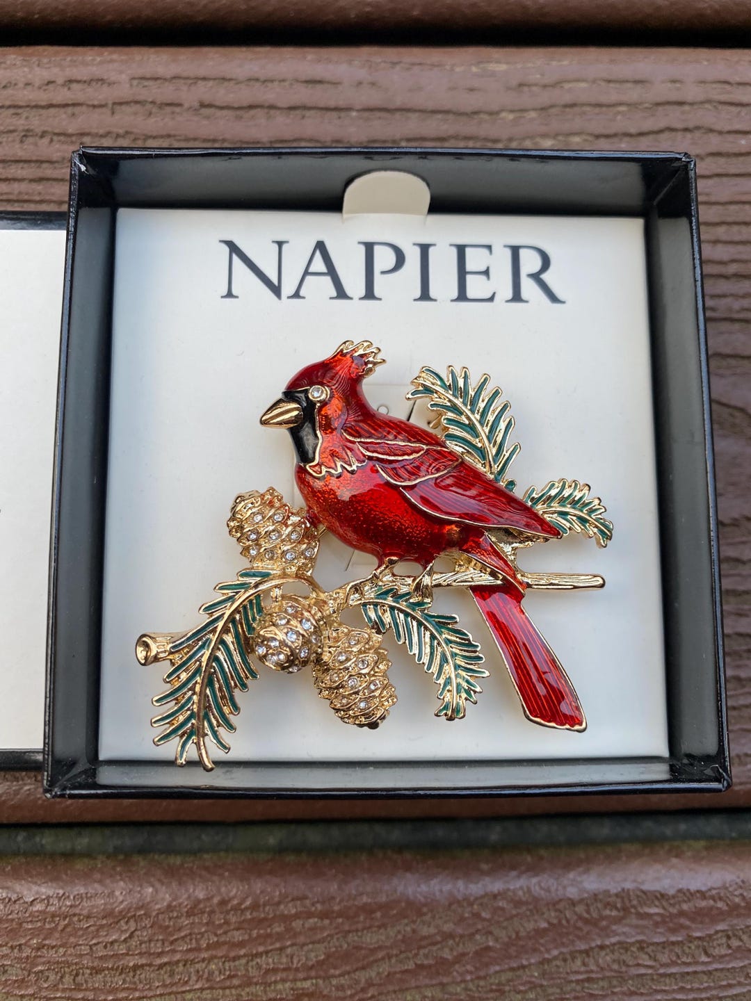 Vintage Jewelry Signed Napier Gorgeous Enamel and Rhinestone Christmas ...