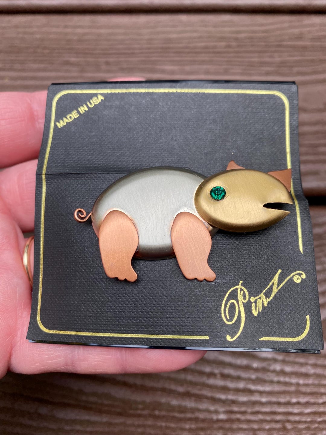 Vintage Jewelry Gorgeous Pinz Mixed Metals Copper Rhinoceros Rhino Pin ...