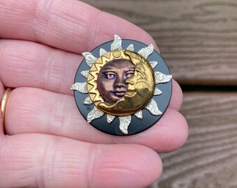 Vintage Silver Sun Brooch Pendant, Marked Signed BEST, Puffy Silver ...
