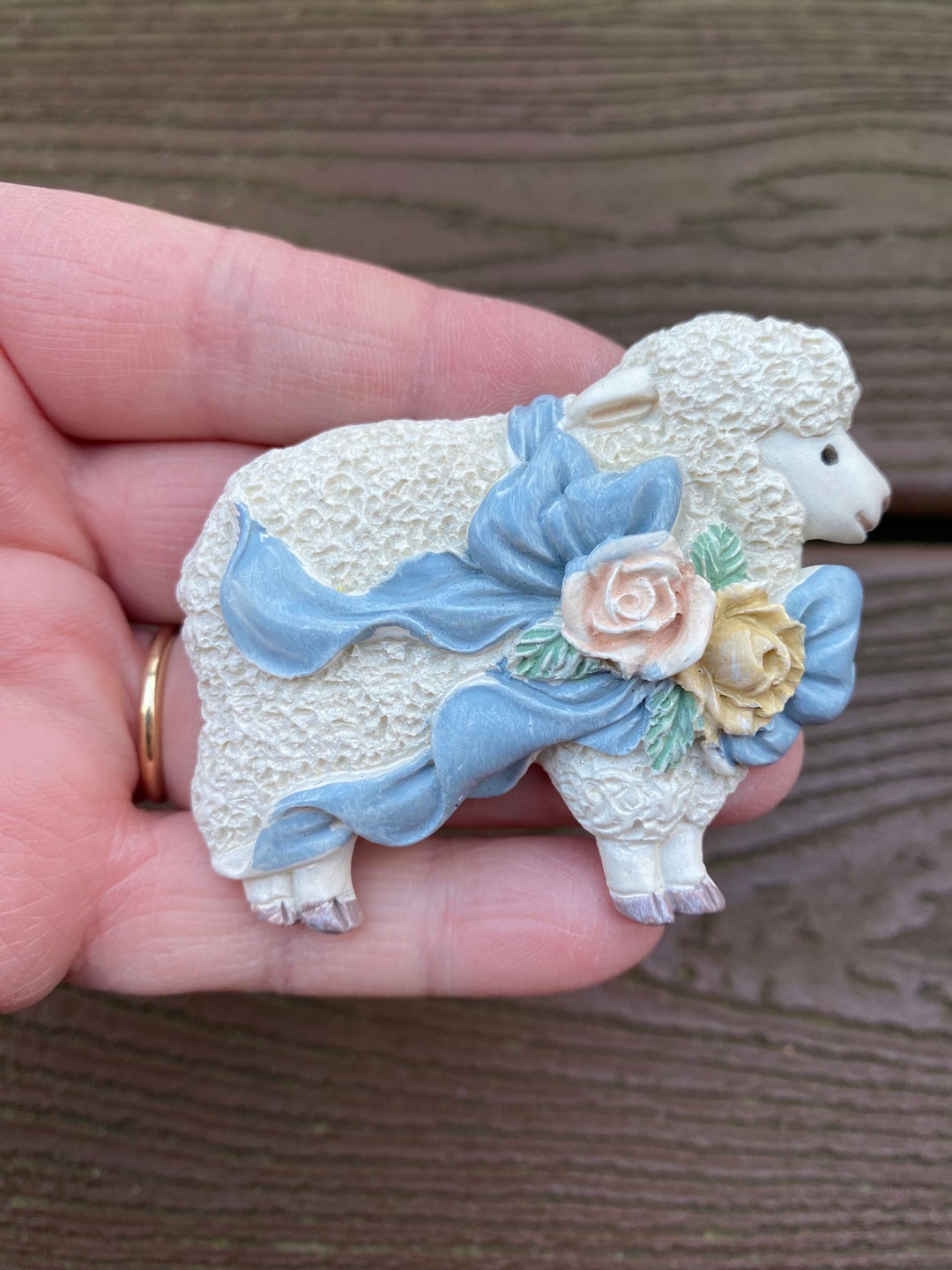 Vintage Jewelry Adorable Whimsical Easter Lamb Sheep With Flowers Pin ...