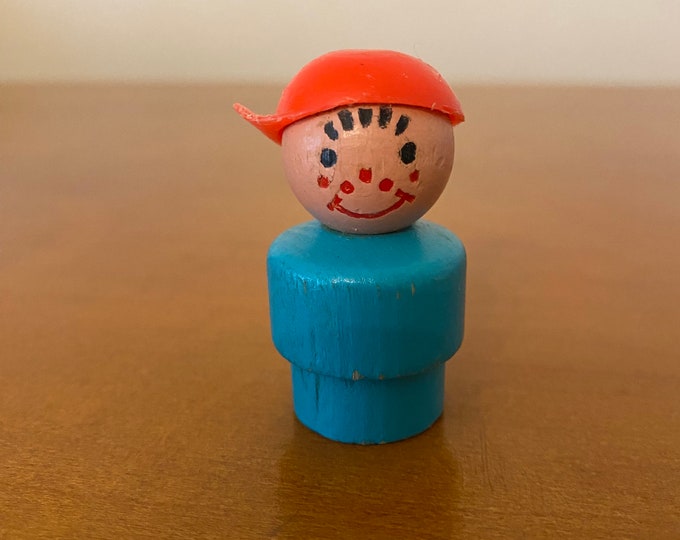 Vintage Fisher-price Little People Wood Turquoise Snowmobile Boy - Etsy