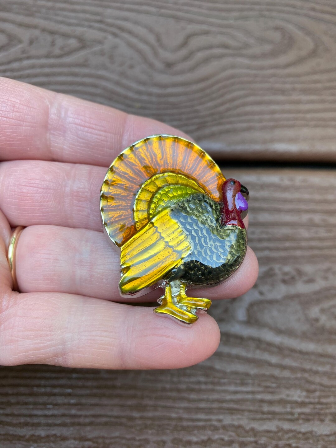 Vintage Jewelry Beautiful Enamel on Metal Turkey Thanksgiving Pin ...