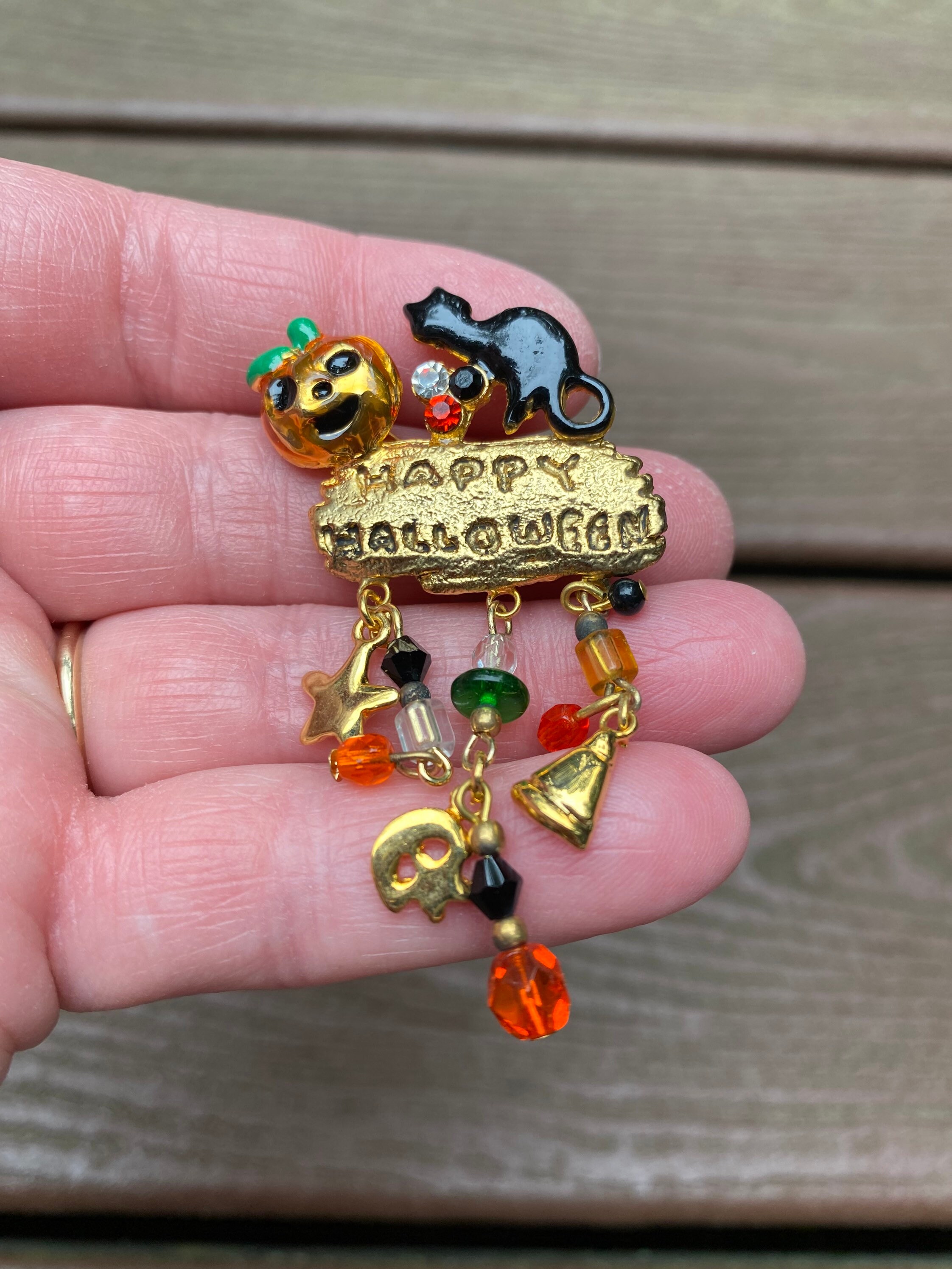 Vintage Jewelry Adorable Enamel Happy Halloween Dangle Pin - Etsy UK