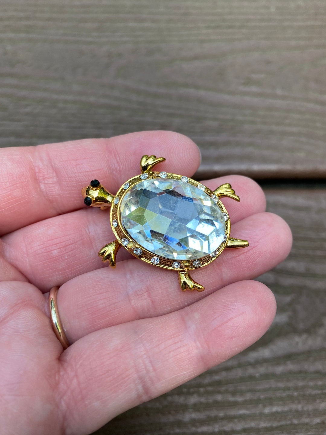 Vintage Jewelry Gorgeous Gold Tone and Rhinestone Turtle Pin Brooch - Etsy